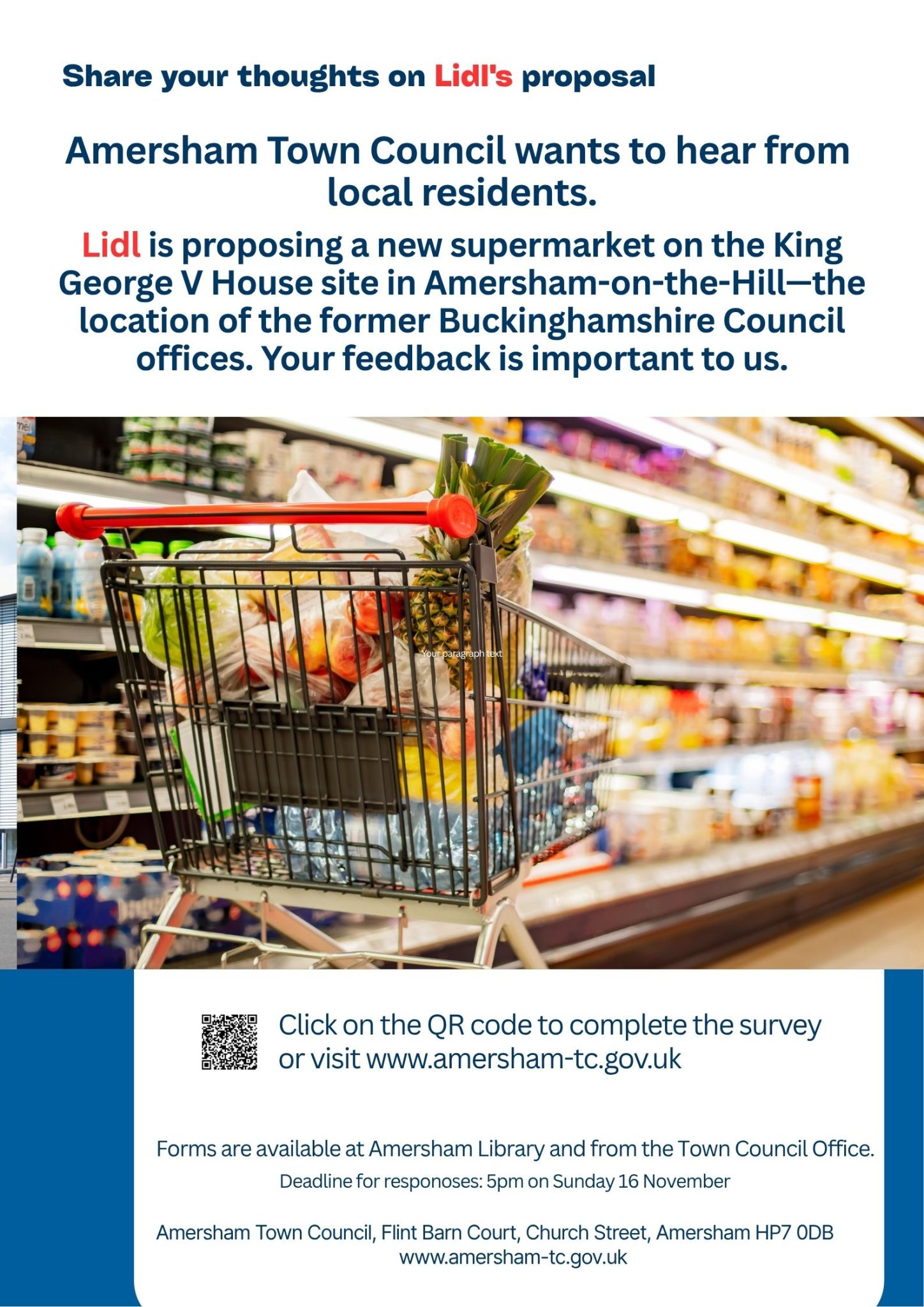 We want to hear your views about the proposed Lidl food store - Amersham Town Council